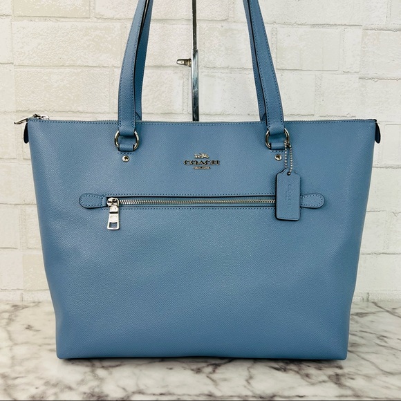Coach | Bags | Coach Blue Signature Gallery Tote Shoulder Bag | Poshmark
